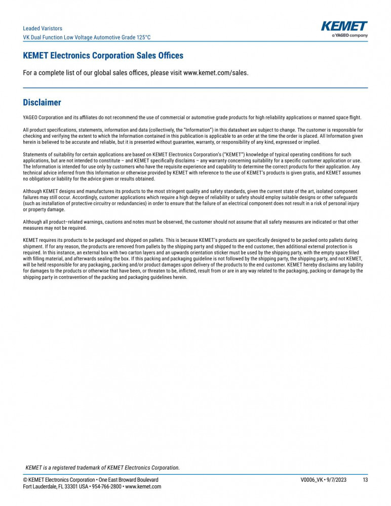 KEMET VK series datasheet page 3