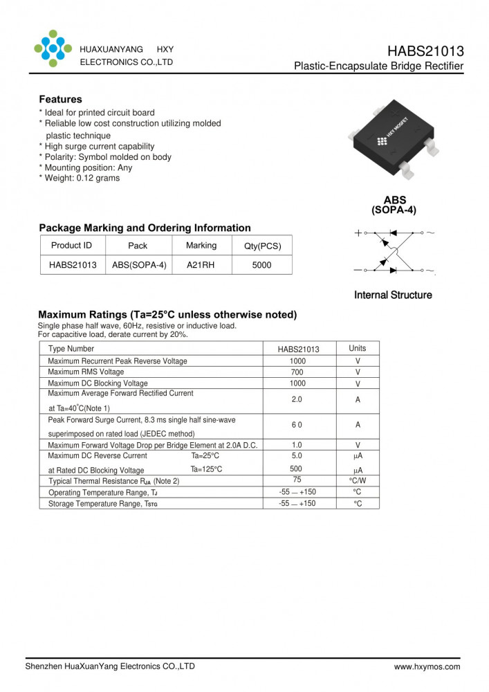 HABS21013 datasheet page 1