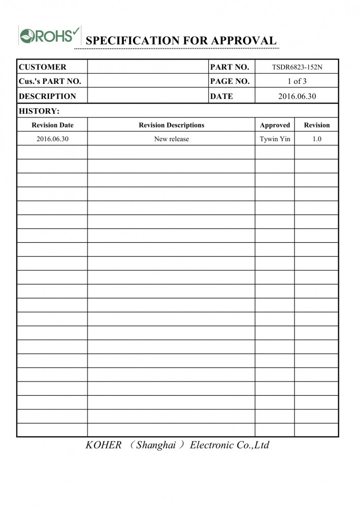 TSDR6823-152N specification page 2