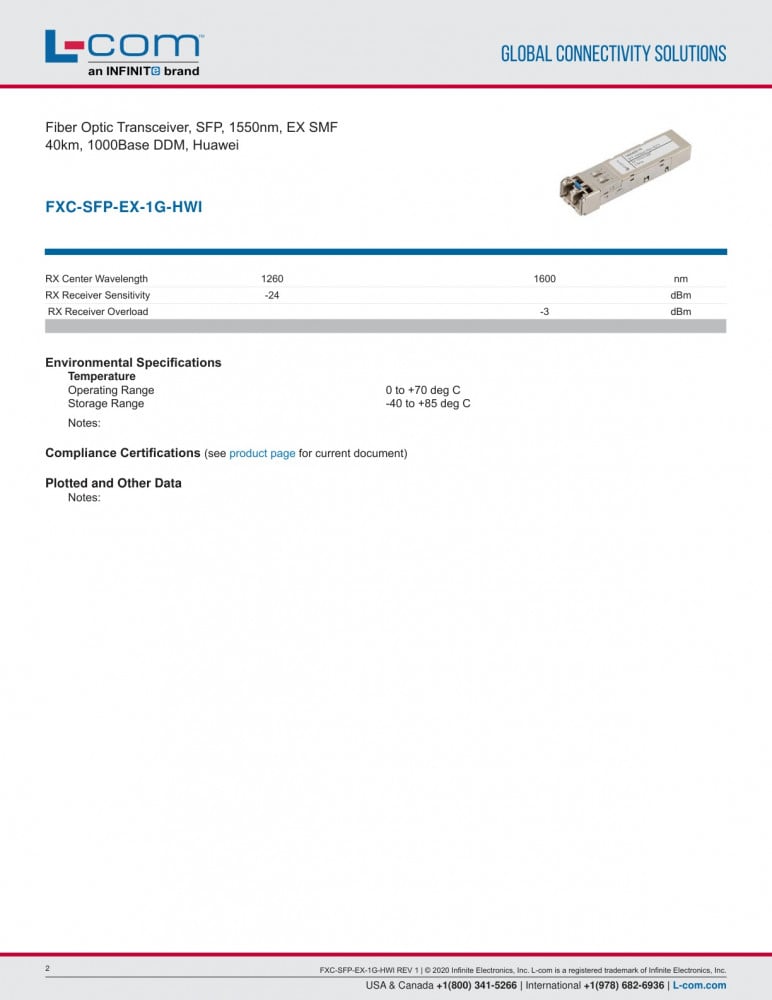 FXC-SFP-EX-1G-HWI datasheet page 2