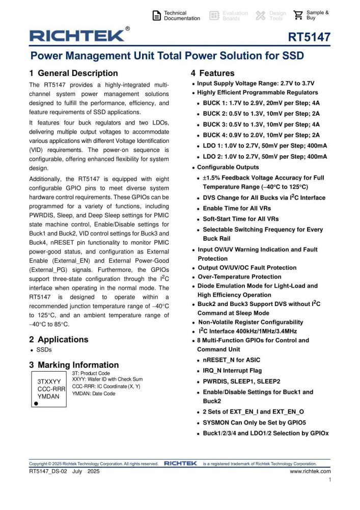 RT5147 datasheet page 1