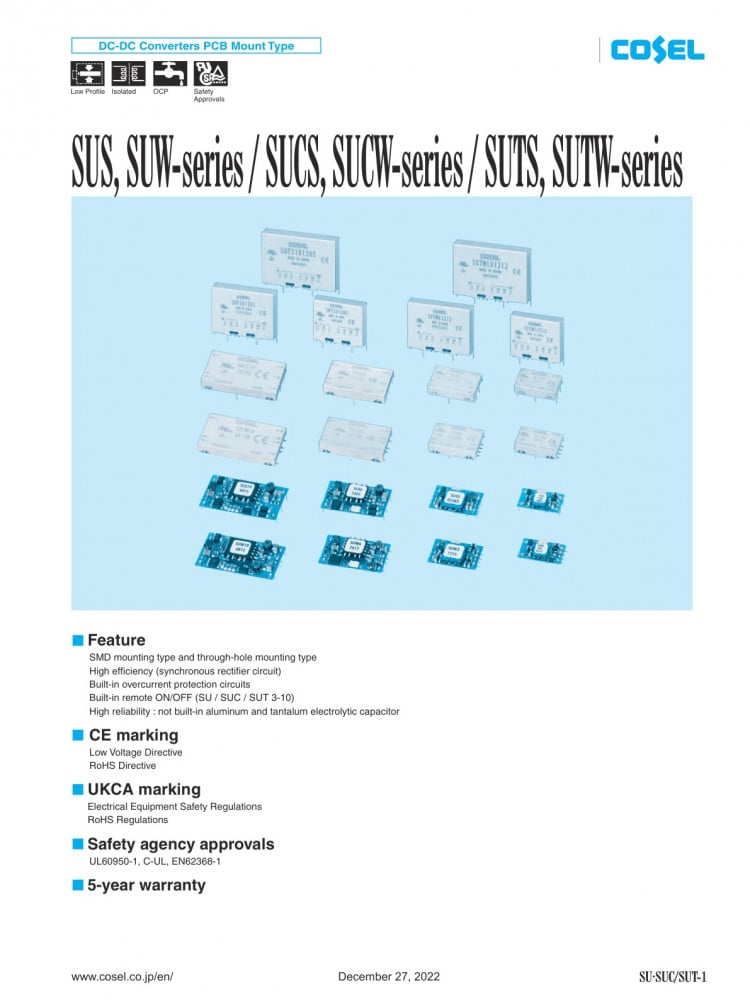 Cosel SUS series datasheet page 1