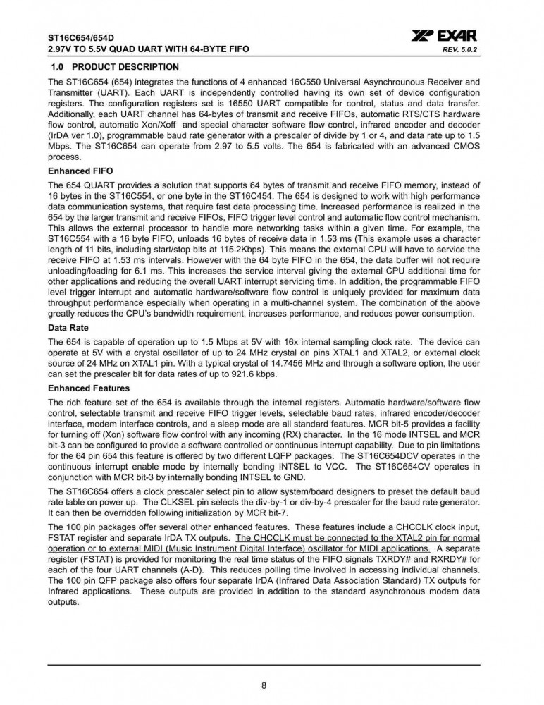 ST16C654DIQ64-F datasheet page 8