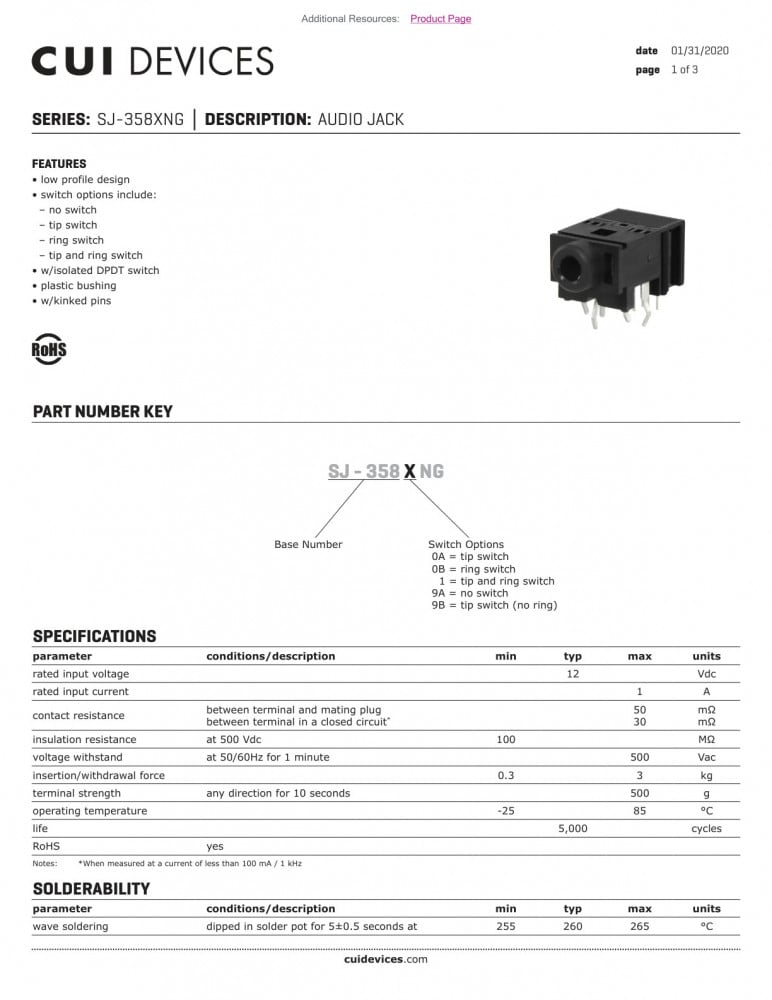 SJ-3589ANG technical document page 1