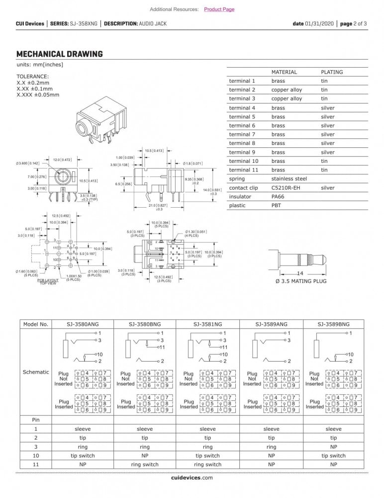 SJ-3589ANG technical document page 2