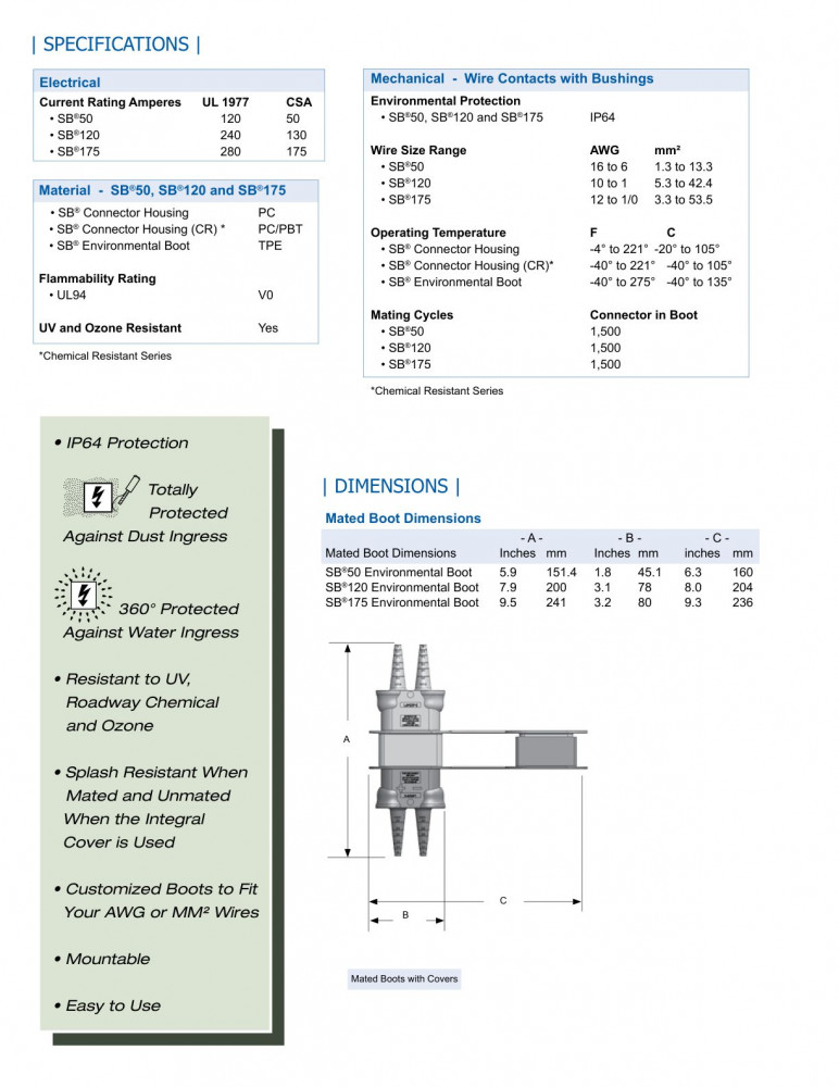 Anderson Power SB Environmental Boots document page 2
