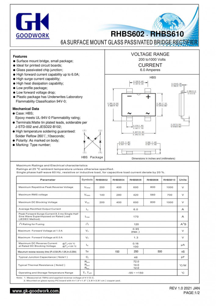 GOODWORK RHBS610 datasheet page 1