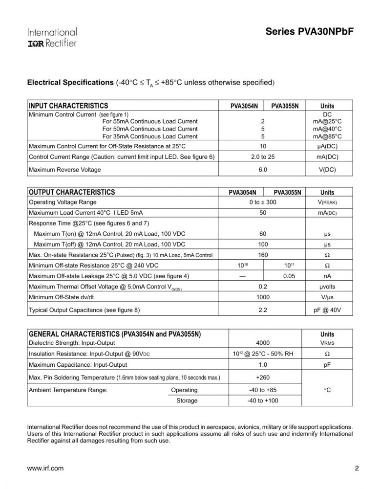 PVA3054NS-TPBF datasheet page 2