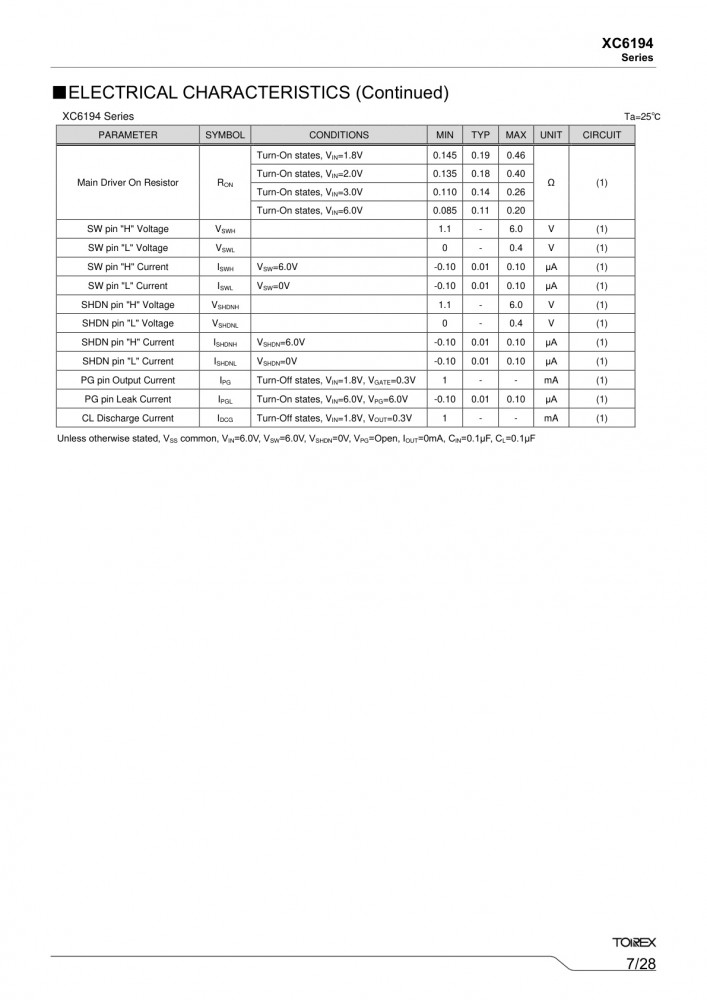 XC6194 datasheet page 7