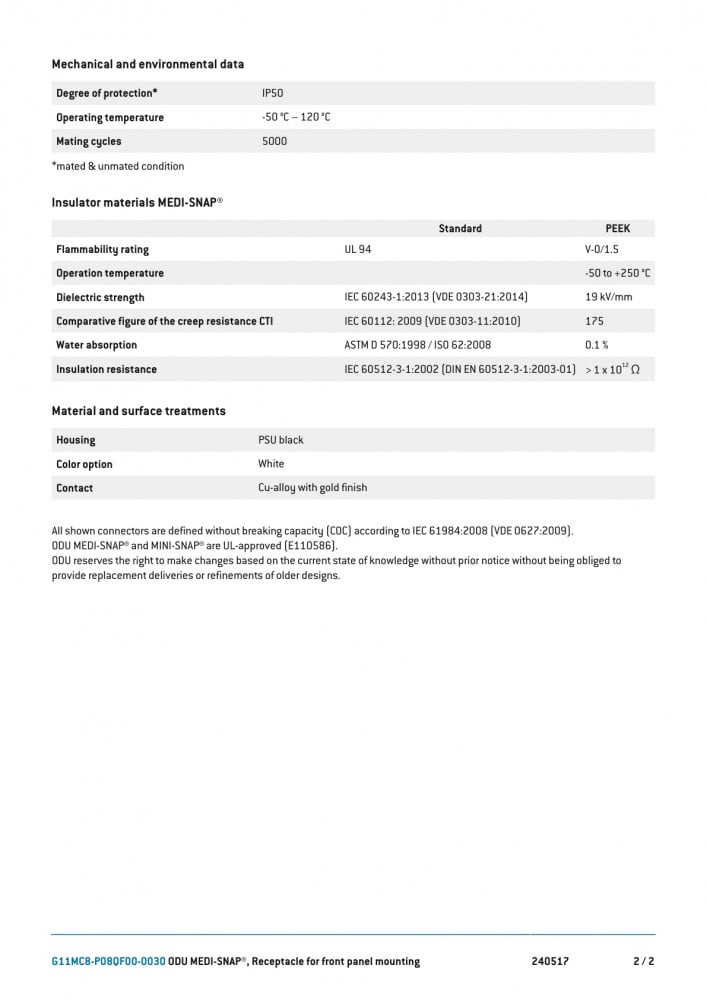ODU MEDI-SNAP technical document page 2