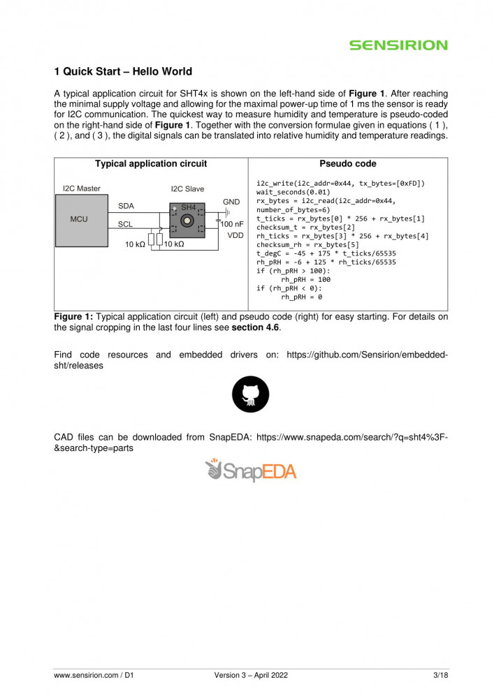 SHT4x technical document page 3