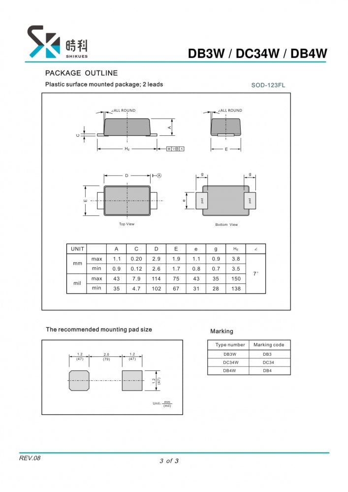 DB3W datasheet page 3