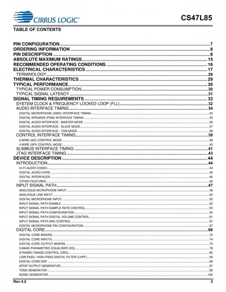 CS47L85 datasheet page 3