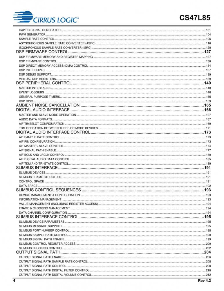 CS47L85 datasheet page 4