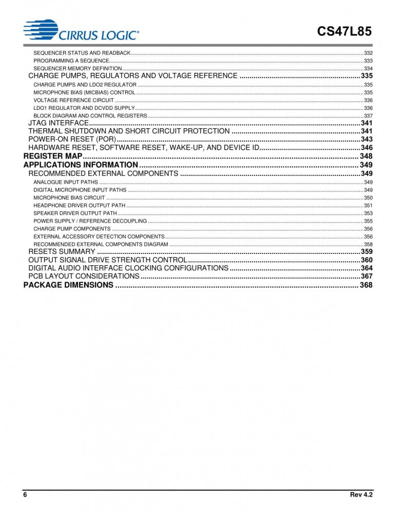CS47L85 datasheet page 6