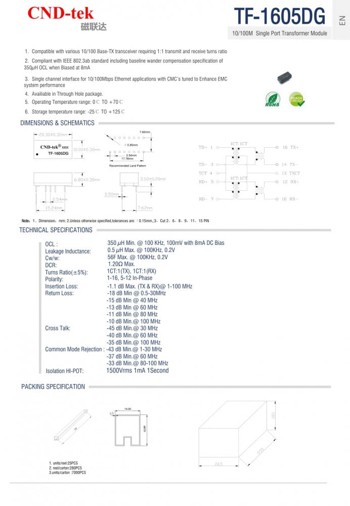 CND-tek TF-1605DG technical drawing and schematic