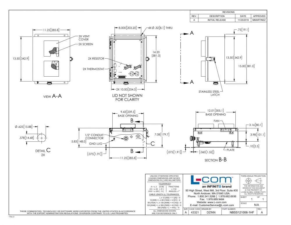 L-com NBSS121006-1HF technical drawing
