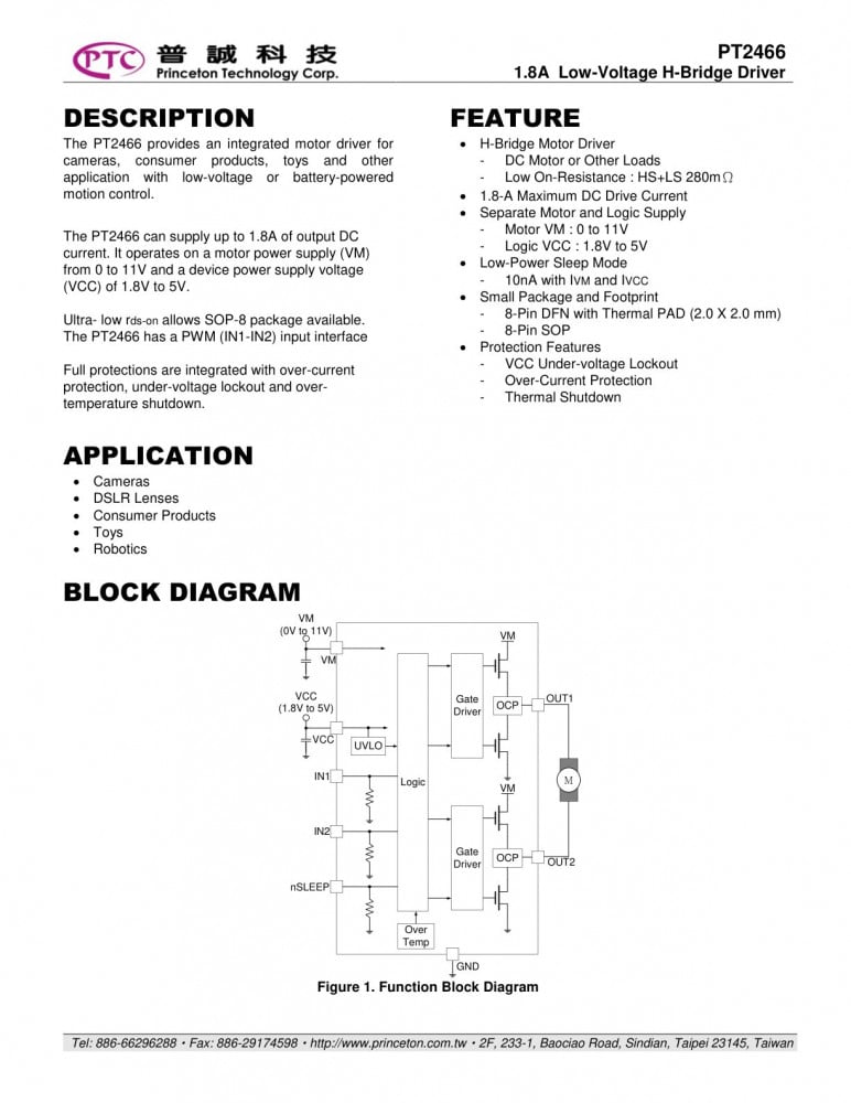 PT2466 datasheet page 1