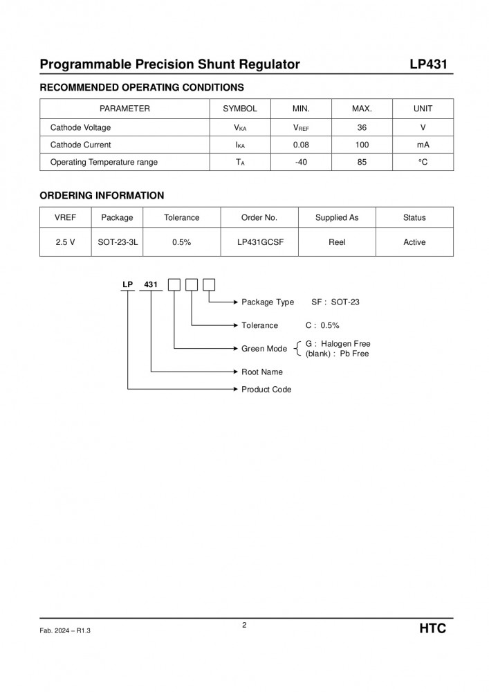 LP431GCSF datasheet page 2