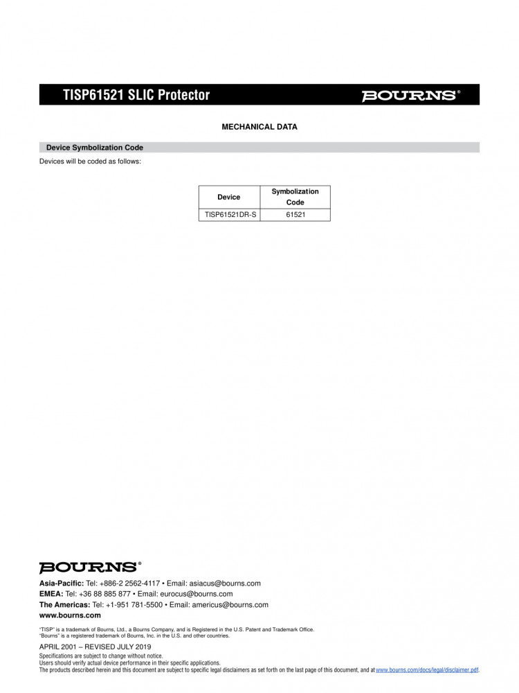 TISP61521DR-S datasheet page 9