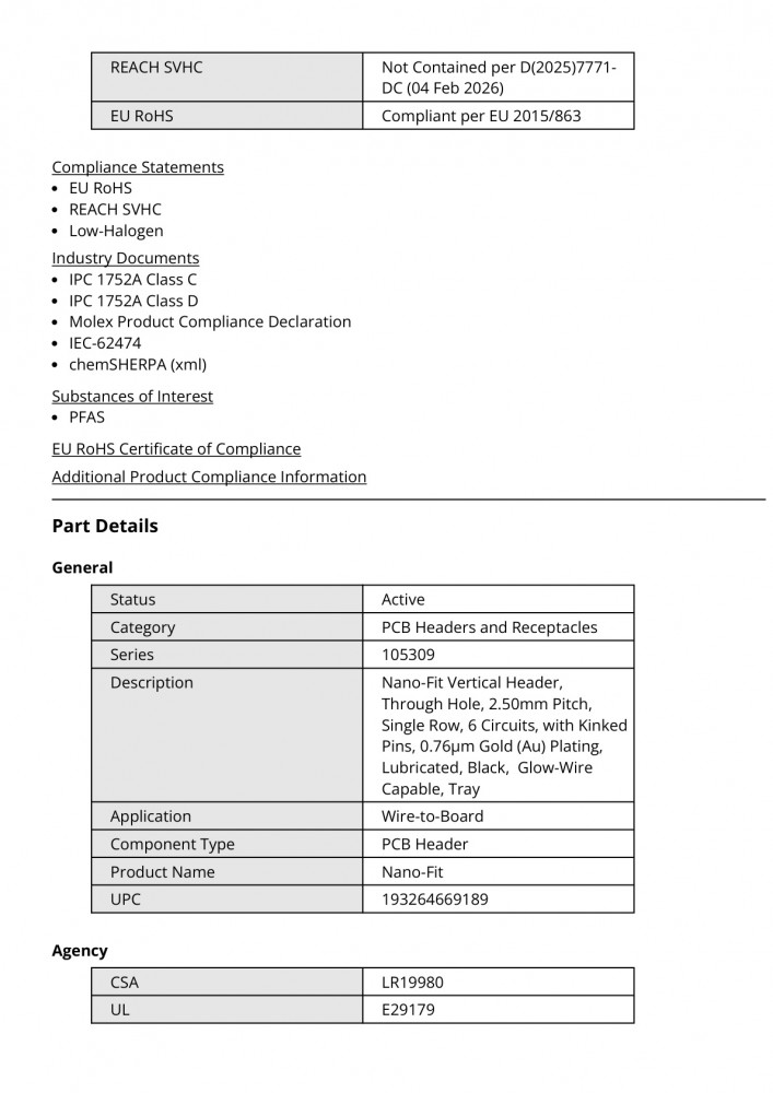 Molex Nano-Fit product specification, page image 2