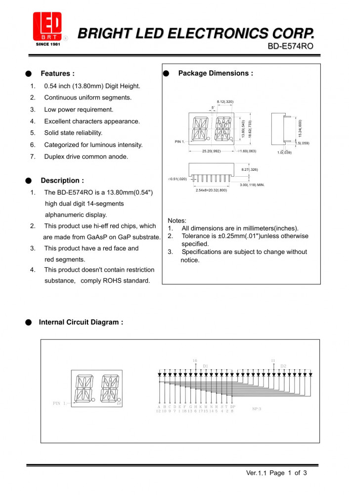 BD-E574RO datasheet page 1