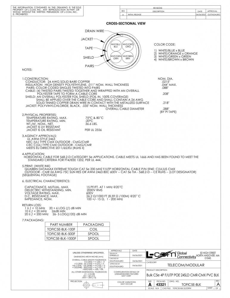 TOFIC5E-BLK-1000F technical drawing preview
