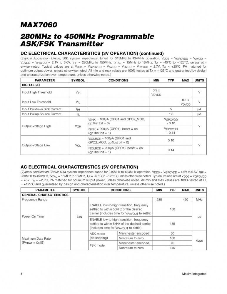 MAX7060 datasheet preview, page 4