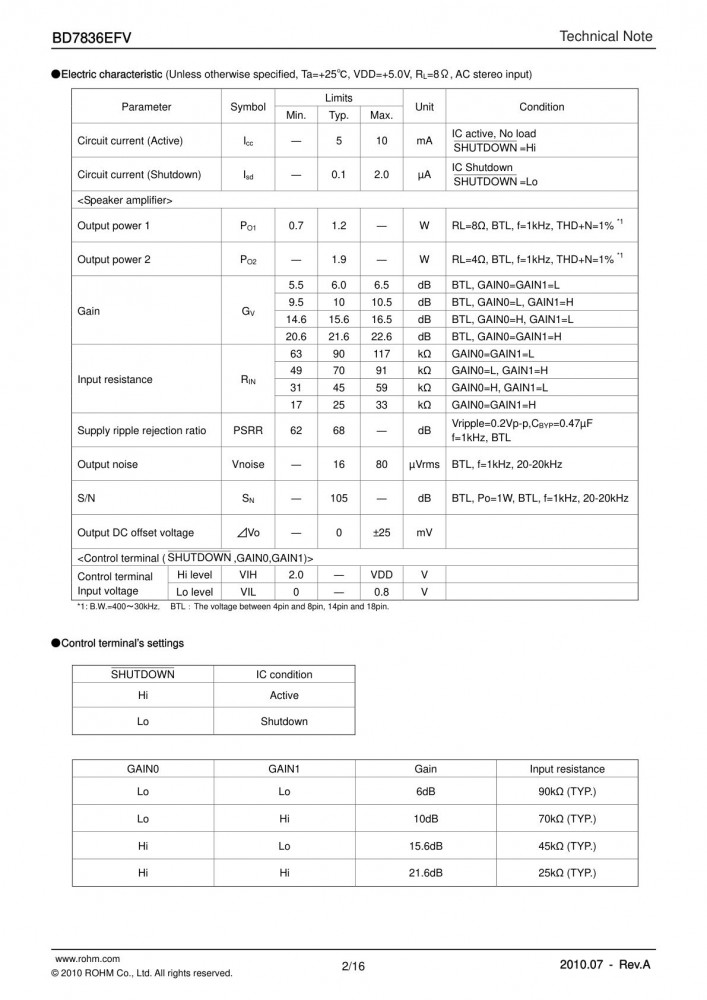 BD7836EFV-E2 datasheet page 2