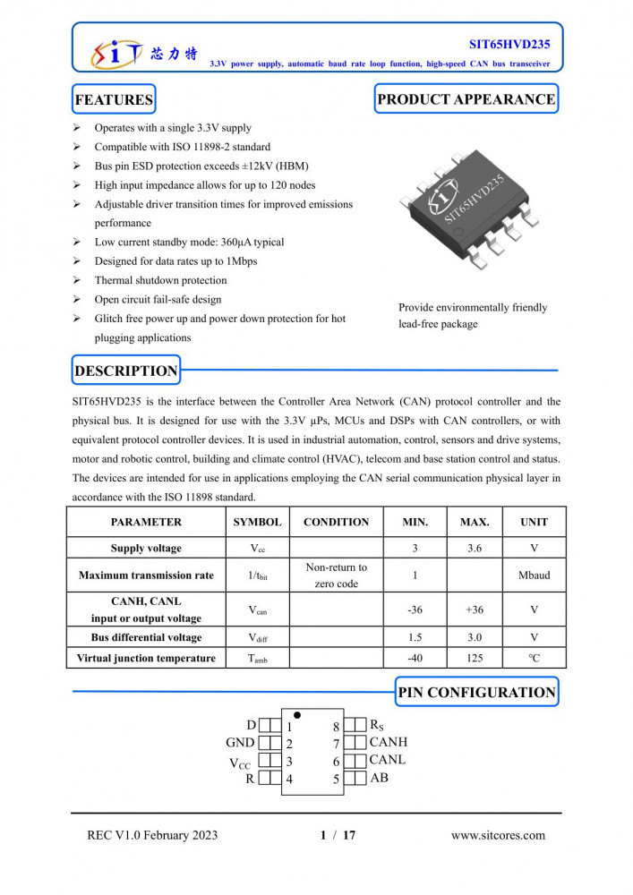 SIT65HVD235DR datasheet page 1