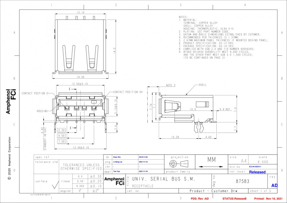 Amphenol 87583 drawing page 1