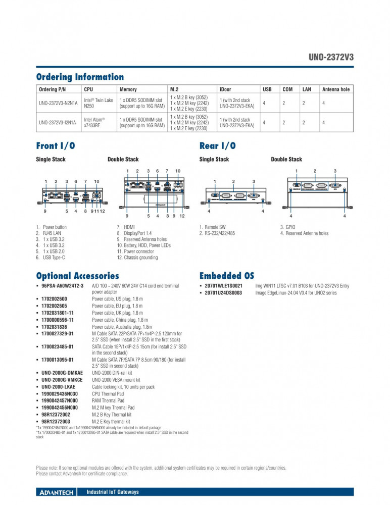 UNO-2372V3 technical document page 3
