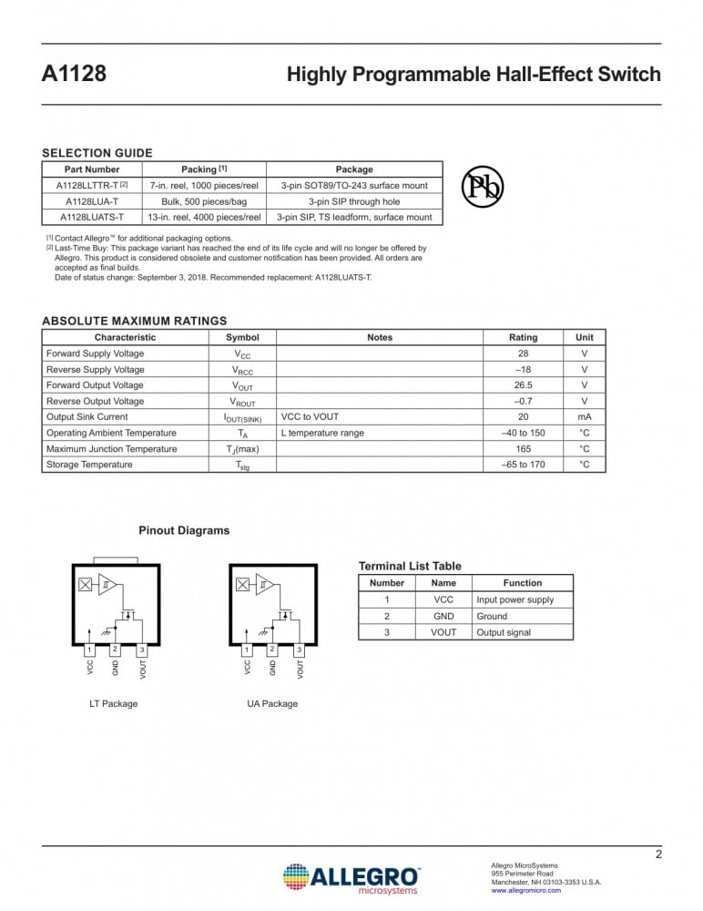 A1128LUA-T datasheet page 2