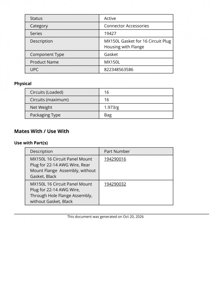 Technical document image 2 for MOLEX 194270023