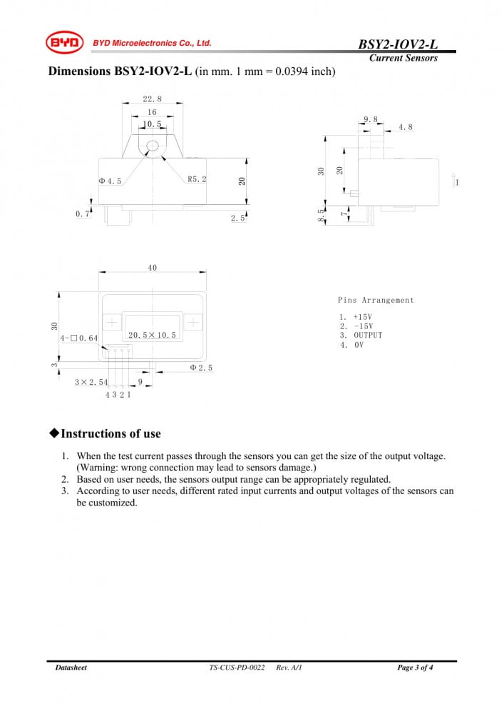BCY2-200IOV2M technical document page 3