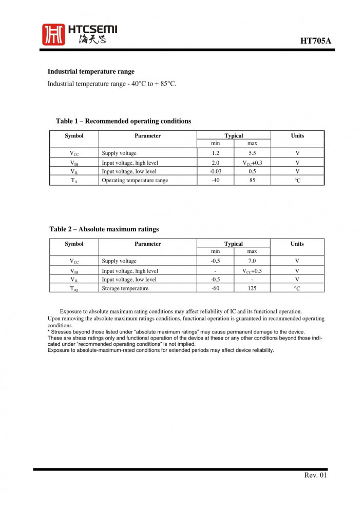 HT705 datasheet page 2