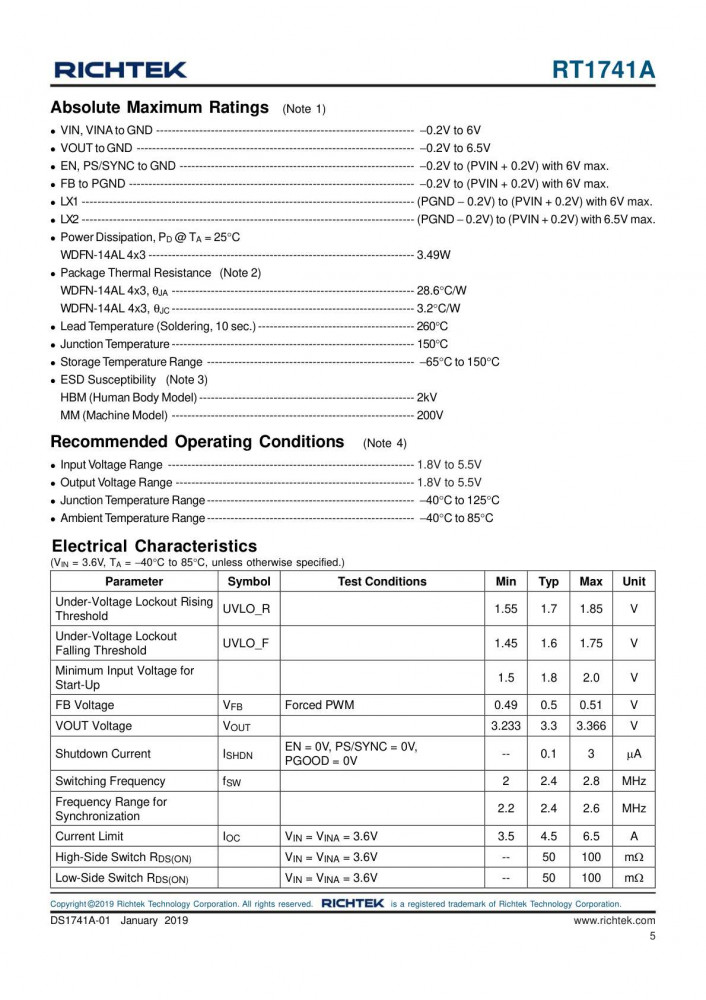 RT1741A datasheet page 5