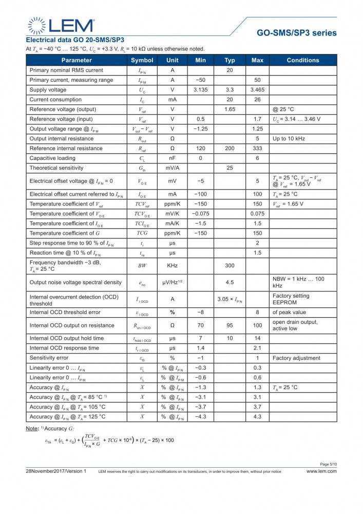 LEM GO-SMS/SP3 datasheet page 5