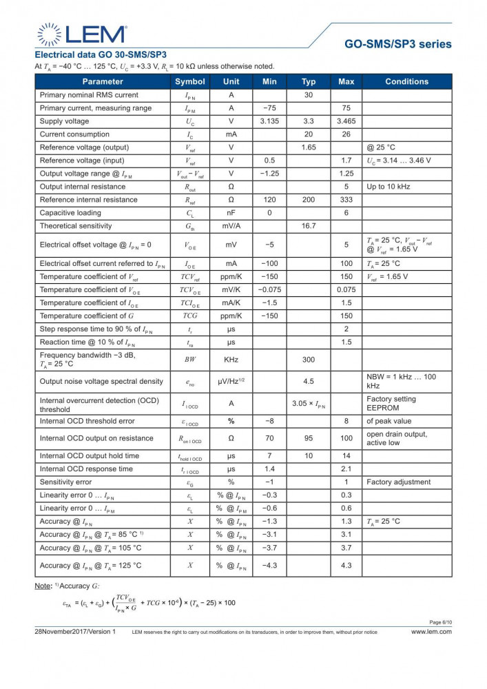 LEM GO-SMS/SP3 datasheet page 6