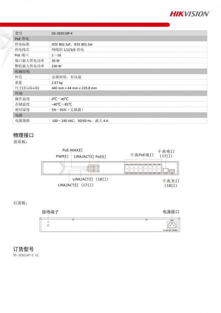 DS-3E0518P-E technical document page 2