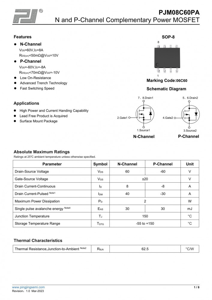 PJM08C60PA datasheet page 1