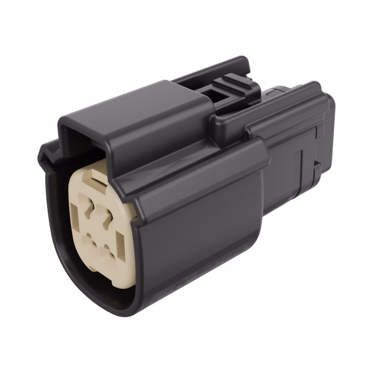 MX150 Mat-Sealed Female Connector Assembly, Dual Row, 4 Circuits, Keying Option A, without Connector Position Assurance, with Open Lengthened Grommet Cap, Black for sale