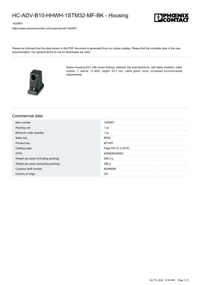 Phoenix Contact 1420907 technical document page 1