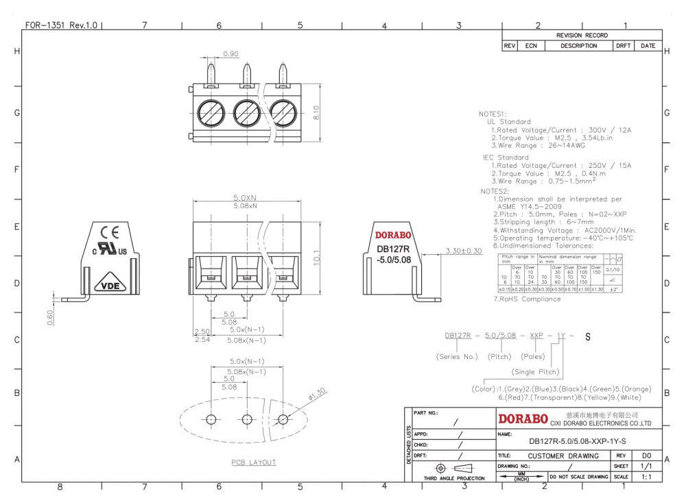 DORABO DB127R-5.0-2P-BU-S technical document preview