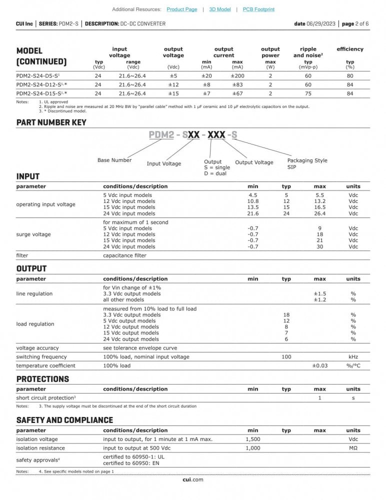 CUI PDM2-S datasheet page 2