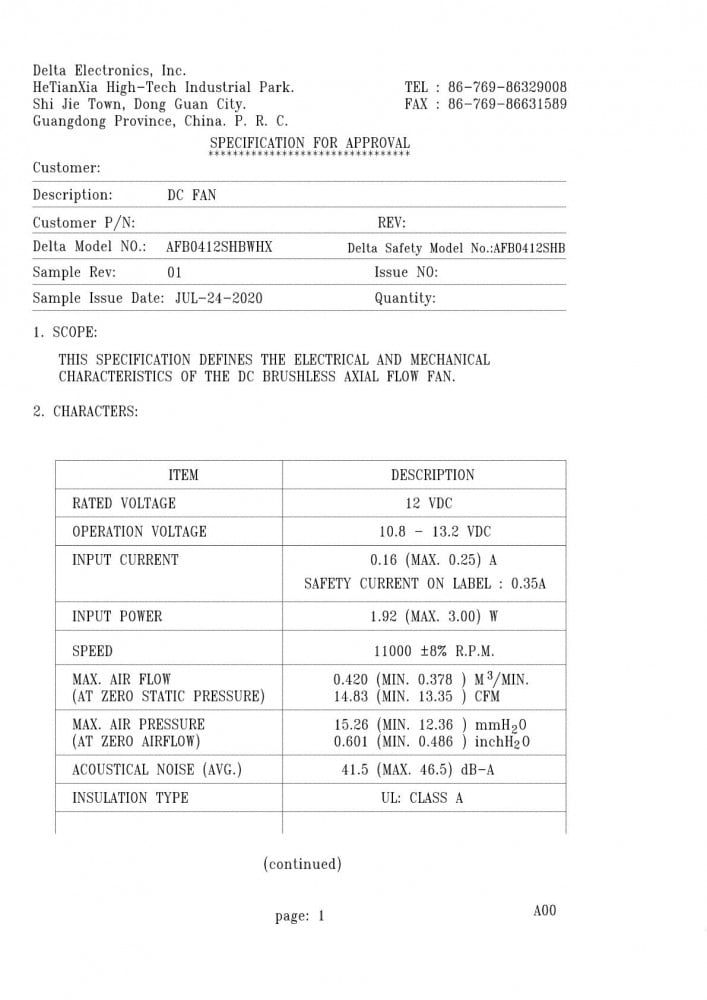 AFB0412SHBWHX specification page 2
