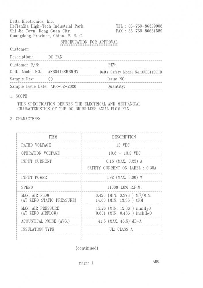 AFB0412SHBWHX specification page 3