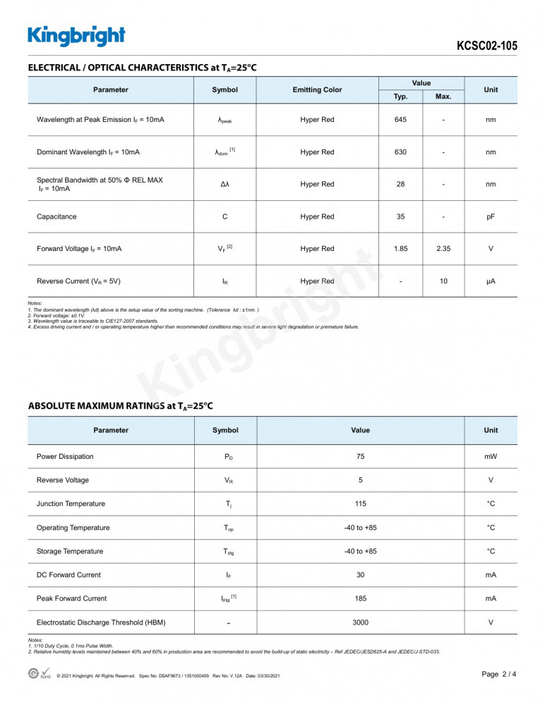KCSC02-105 datasheet page 2