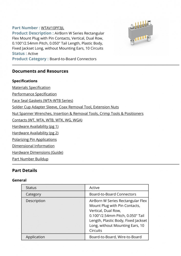 WTAV10PF3JL technical document page 1
