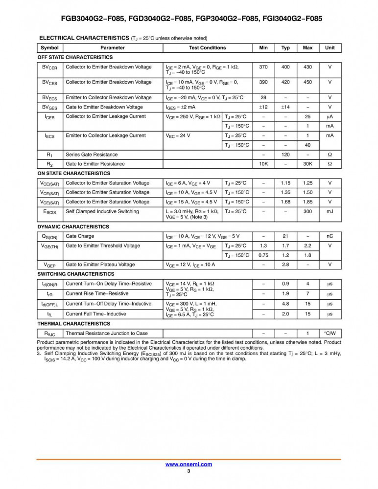 FGB3040G2-F085 datasheet page 3